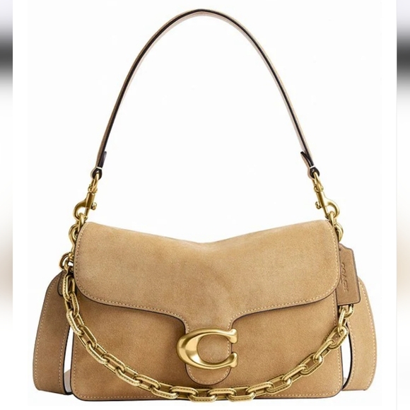 Coach | Bags | Coach Tan Shoulder Bag With Gold Chain | Poshmark